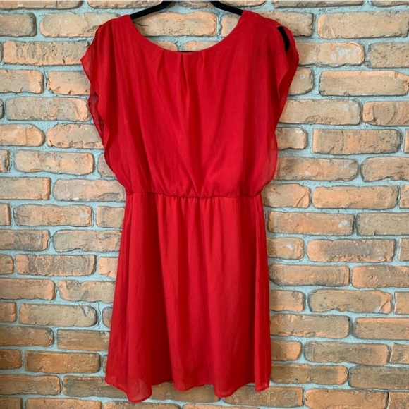 The Limited | Dresses | The Limited Red Chiffon Midi Dress | Poshmark